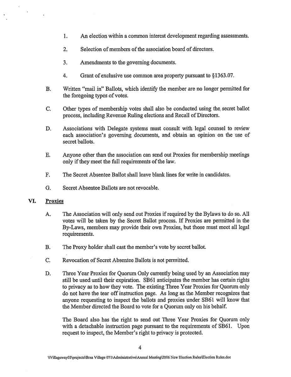Election Rules - Brea HOA